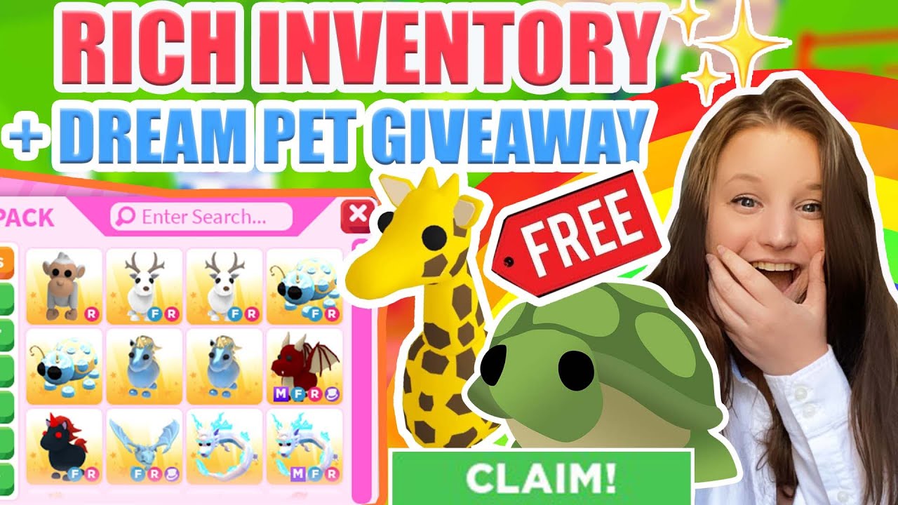 RICH INVENTORY TOUR + DREAM PET GIVEAWAY (ROBLOX ADOPT ME) - YouTube