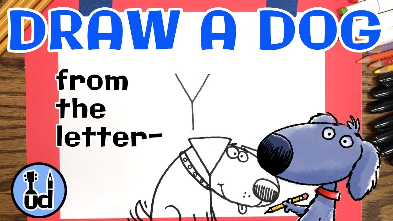 Draw a DOG from the letter Y - YouTube