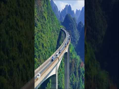 The 'Heavenly Road' in the mountains of the Dubu Elevated Bridge Group  #highway #mountains #bridge
