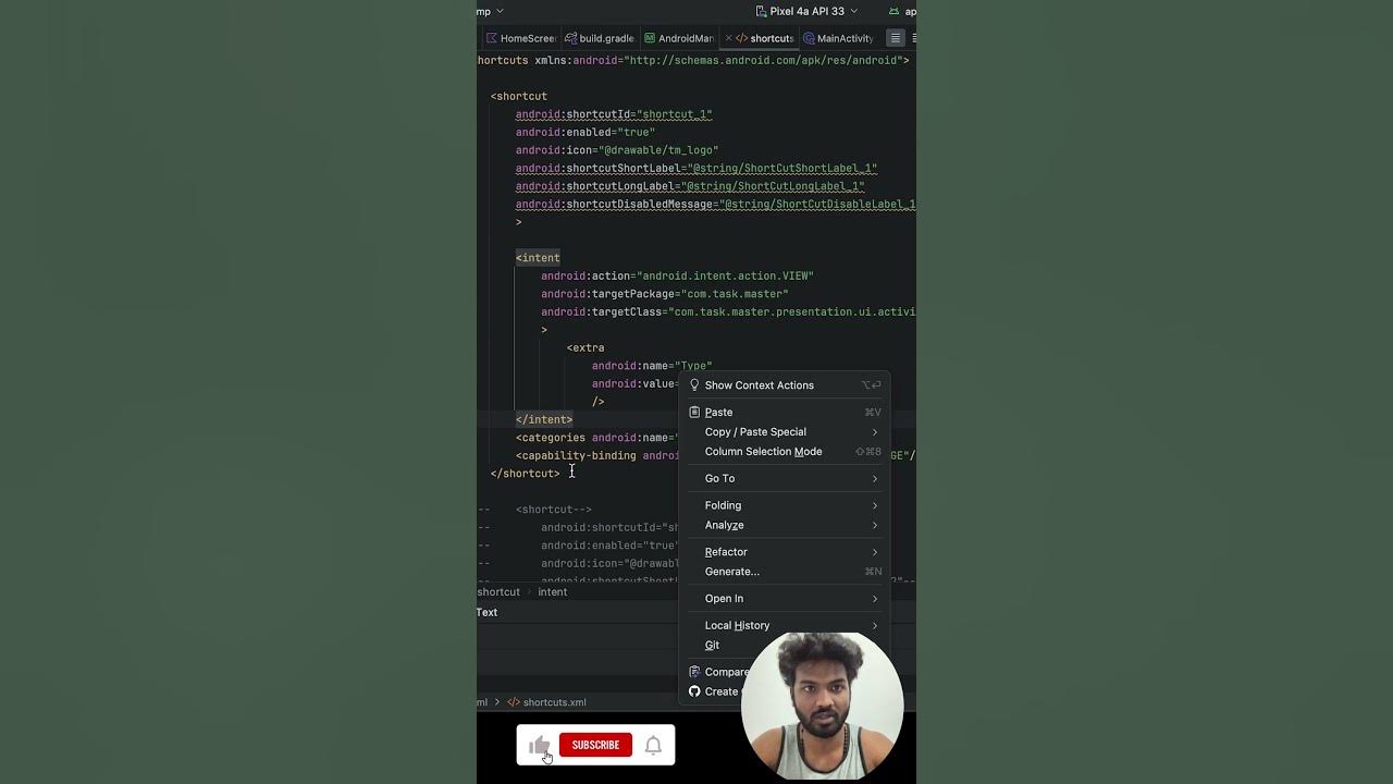 Create an Android app shortcut in Android Mobile and shortcut action Intent navigation. #android ...