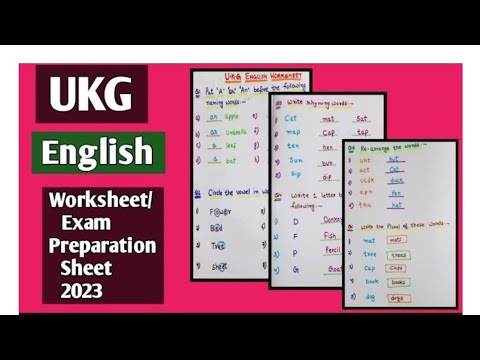 UKG ENGLISH WORKSHEET//Senior KG English Exam 2023 Paper, Practice ...