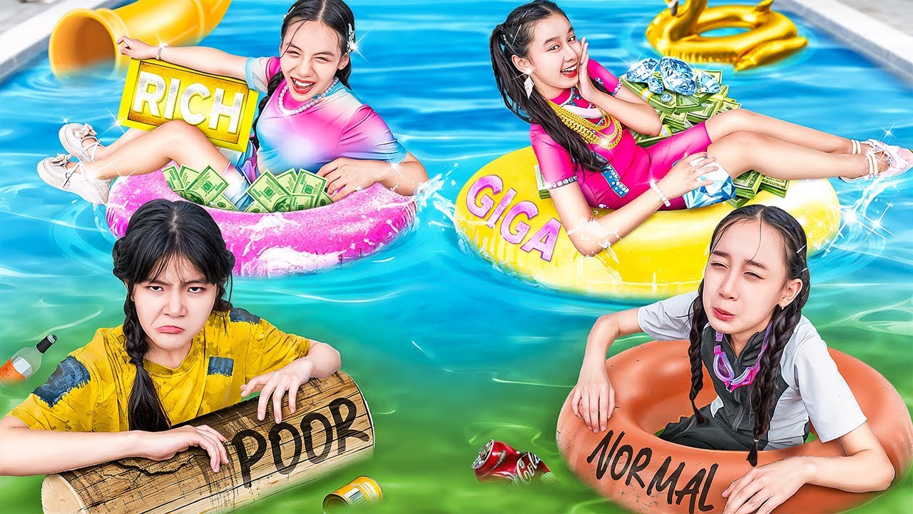 Rich vs Poor vs Giga Rich vs Normal At Swimming Pool - YouTube