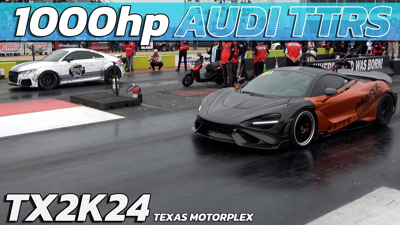 1000hp Audi TTRS vs McLaren 765LT 1000hp+ & Porsche 911 @ TX2K24 Drag ...