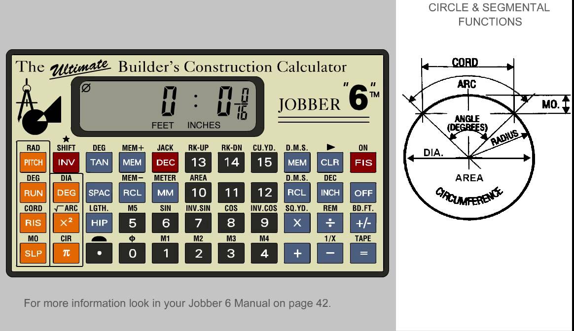 Jobber 6 Construction Calculator - Solving different parts of a circle ...