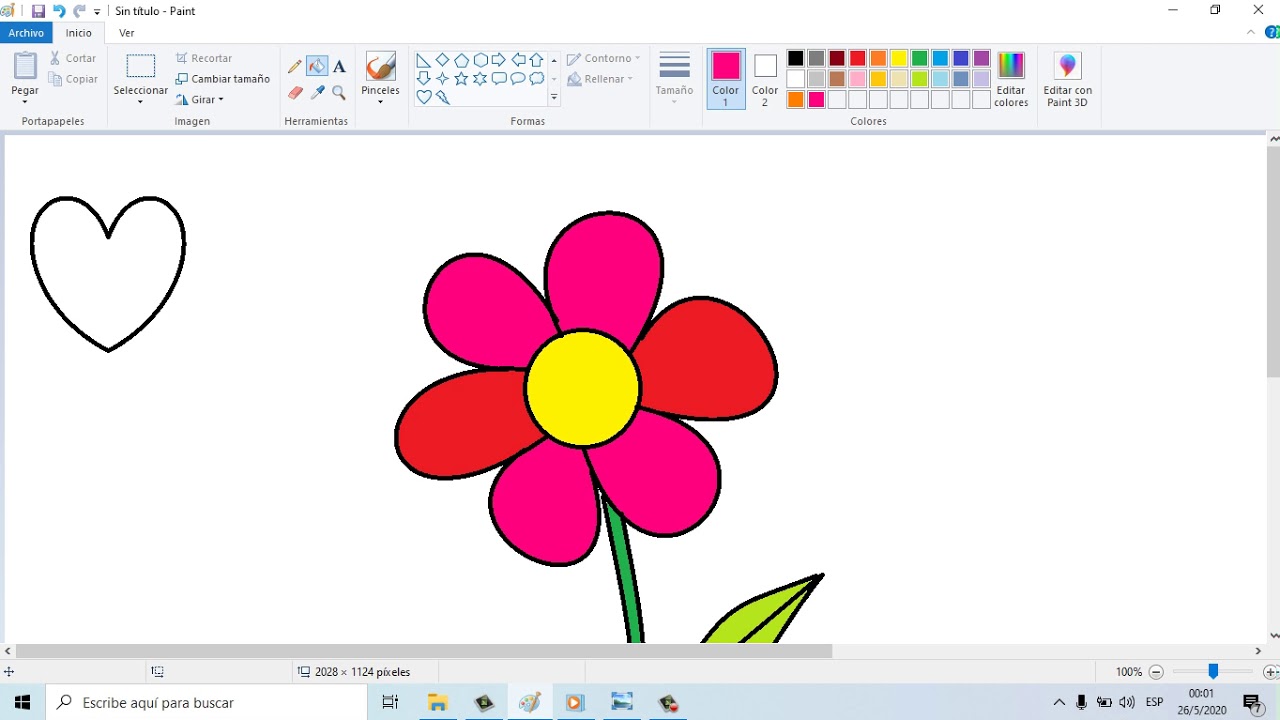 FLOR EN PAINT (dia de la madre) - YouTube