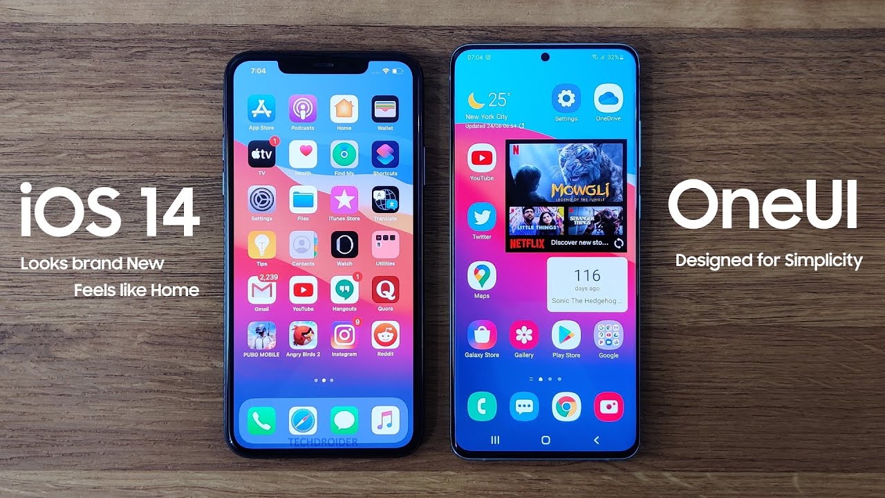 iOS 14 vs OneUI 2.1 - YouTube