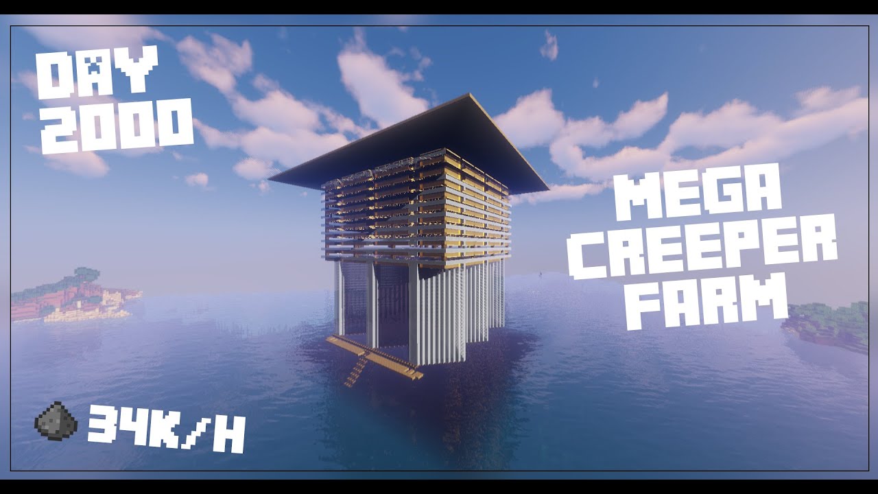Mega Creeper Farm (34k+/h) // Day 2000!! // Minecraft Hardcore - YouTube