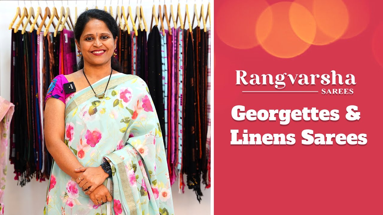 Georgette&Linen Sarees-Rangvarsha Sarees-Digital Printed flowy ...