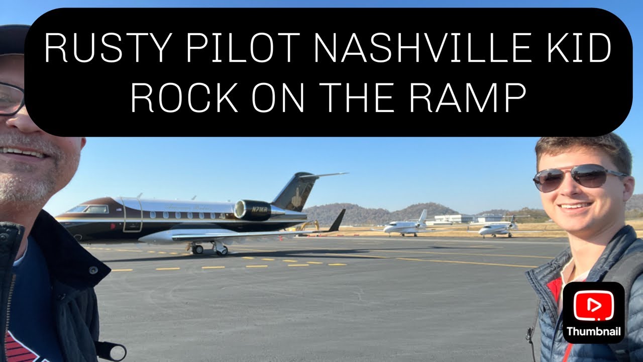 Gusty Landing in Nashville with Kid Rock Jet on the Ramp - YouTube
