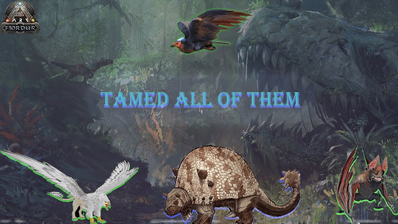 ARK Tamed argentavis , griffin , desmodus(big bat) and doedicurus - YouTube