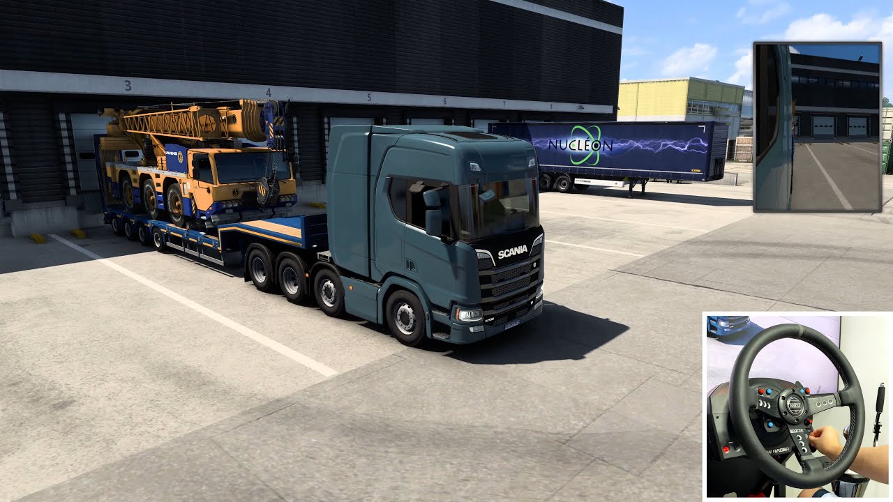 ETS 2 - Transporting Big Crane on ScaniaTruck | Steering Wheel Gameplay ...