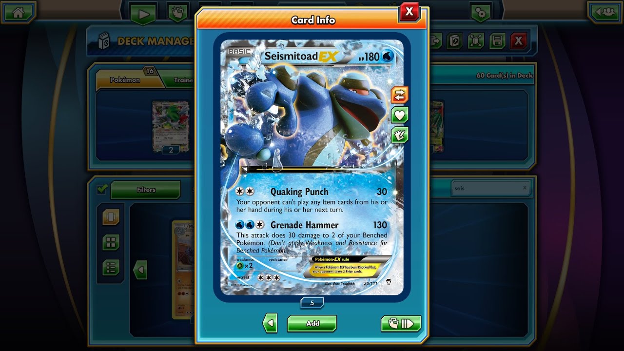 Pokemon TCG Seismitoad EX/Crobat My 1st place deck Review - YouTube