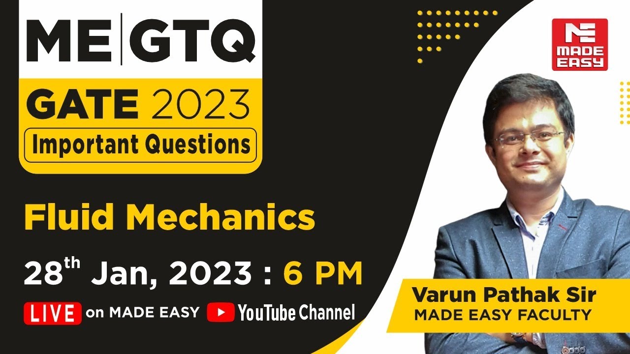 GATE Through Questions (GTQ) | GATE 2023 | ME | Fluid Mechanics |By ...