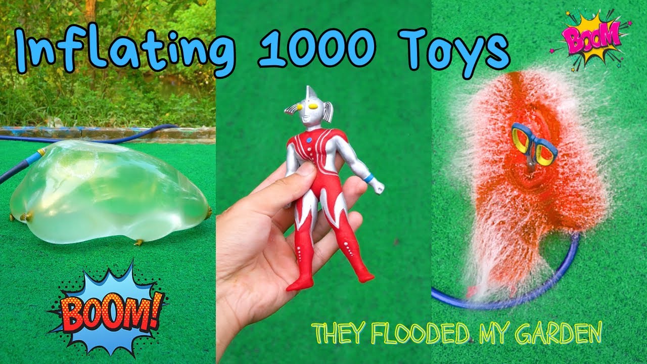 Inflating 1000 Toys Until They Blow π₯ Over 1000 Toys Flooded My Garden