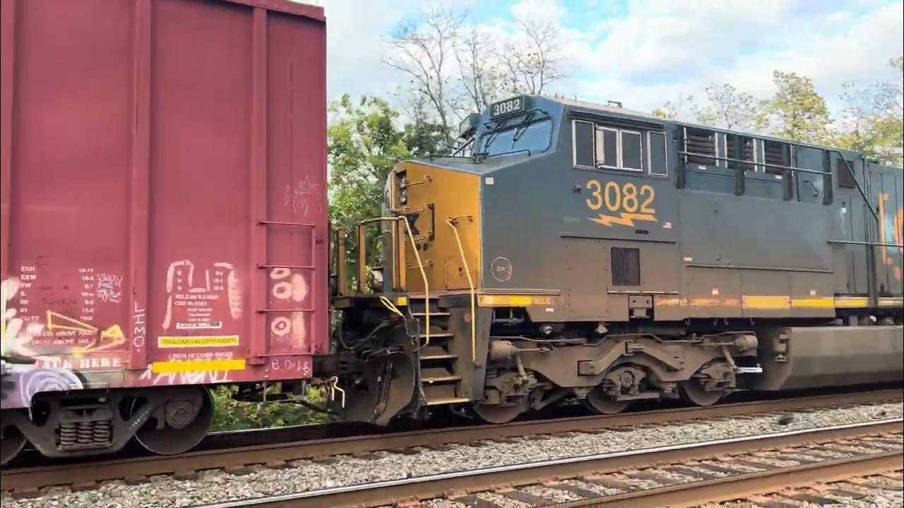CSX 4534 SD70MACe leads CSX M410 with nice rolling stock meets NS 23G w/ NS 8053 leading at MP ...