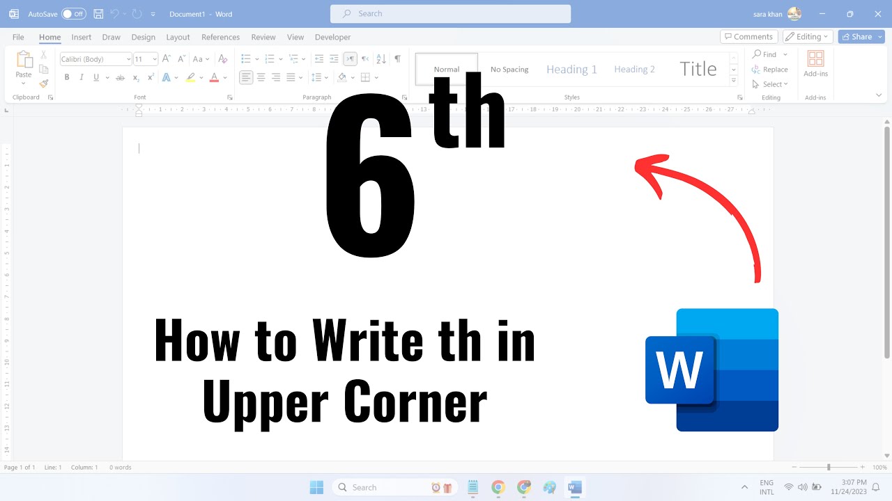 How to Write th in Upper Corner - YouTube