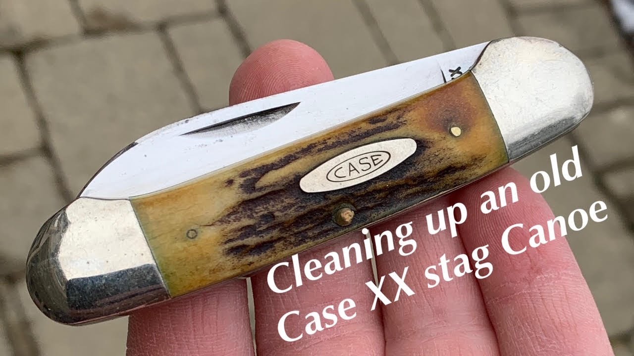 Cleaning up an old Case XX Stag Canoe Pocket Knife covered in Vaseline ...