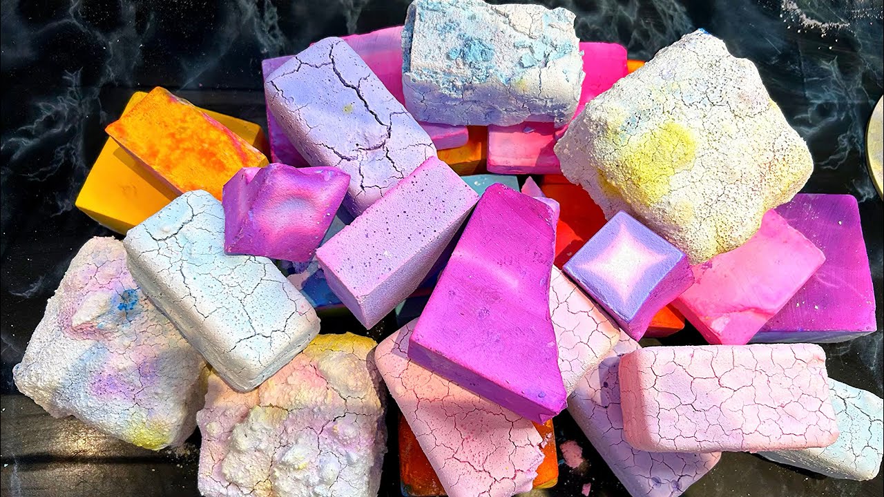 ASMR | pasted, dyed crunchy gym chalk | satisfying | relaxing | calming ...