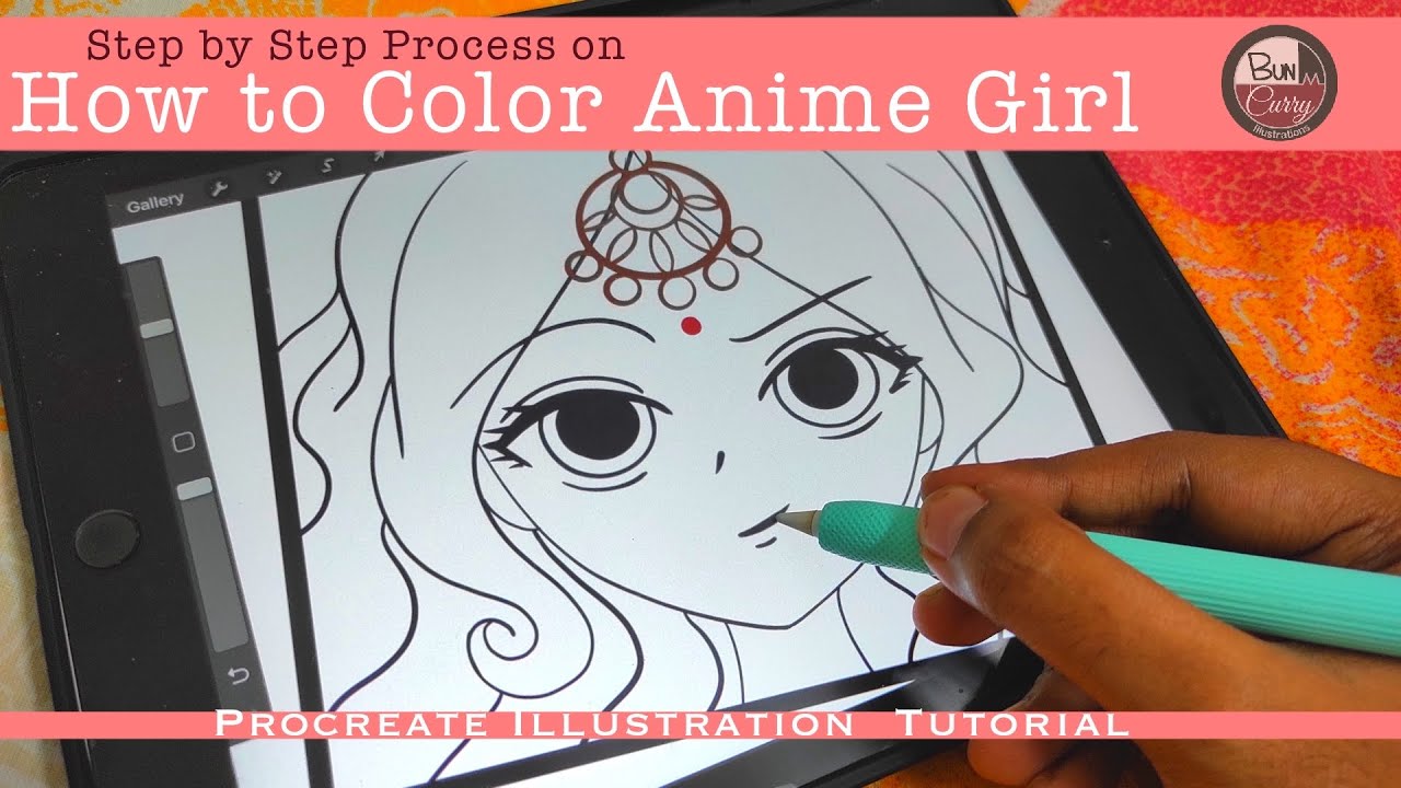 How to Color Anime Girl - Step by Step process - Procreate Anime ...