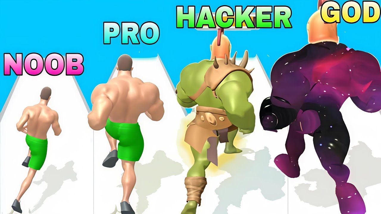 Amazing Gameplay 😍|NOOB VS PRO VS HACKER VS GOD in Muscle Rush - YouTube