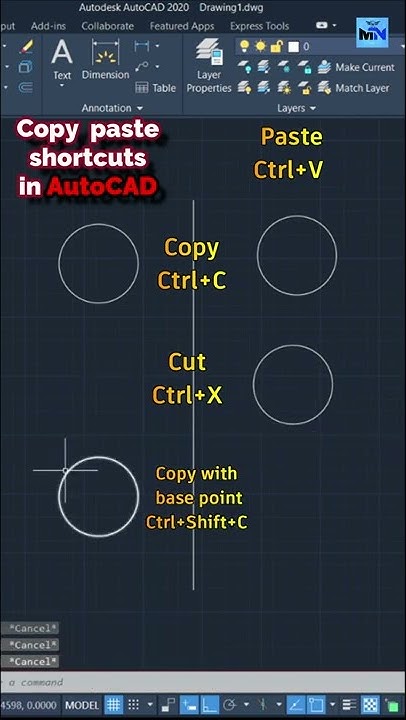 Copy paste shortcuts in AutoCAD #cadcam #shorts #youtubeshorts # ...