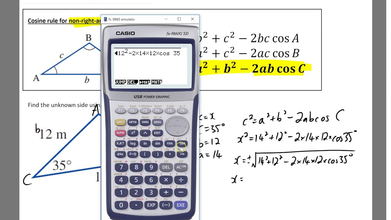 11BT3U9L3 Cosine rule finding unknown sides and angles includes ...