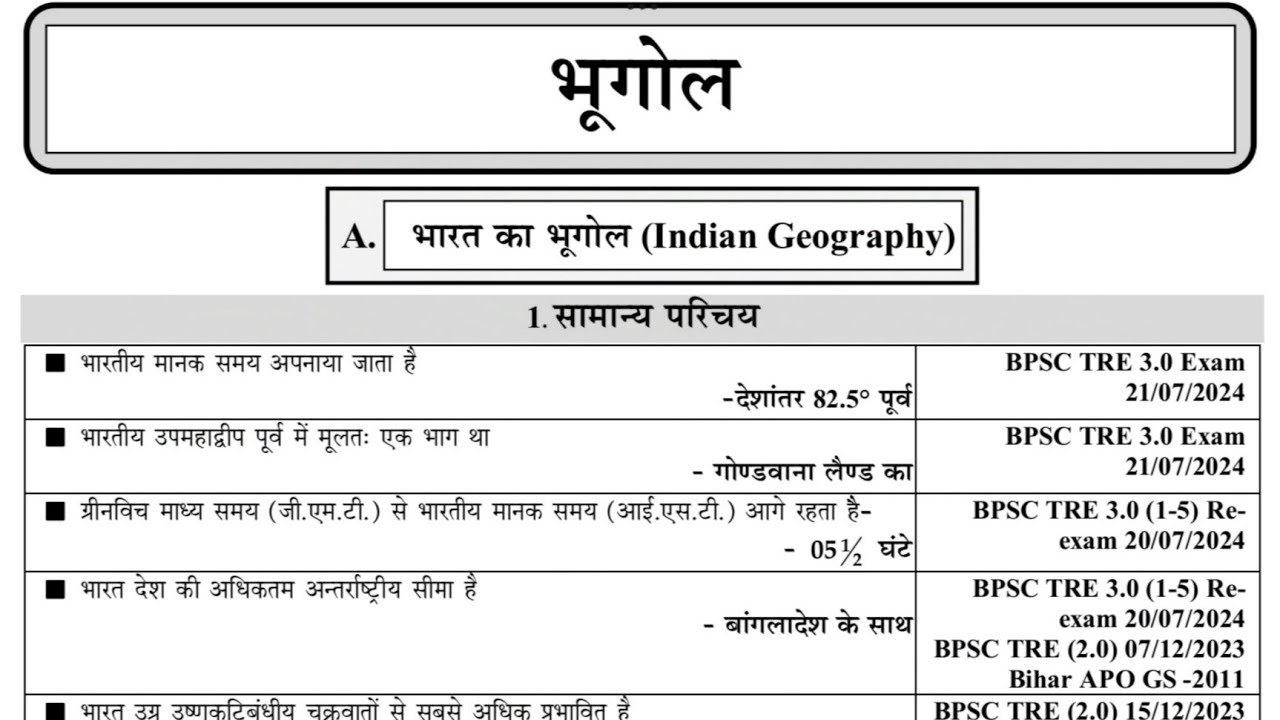 सम्पूर्ण भारत का भुगोल !! Complete Indian Geography in One Video!!BPSC ...