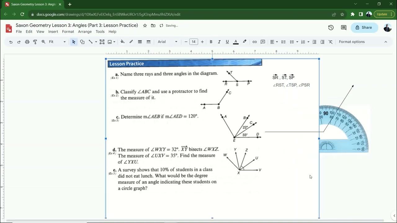 Geometry Lesson 3 Part 3: Angles (Lesson Practice) - YouTube