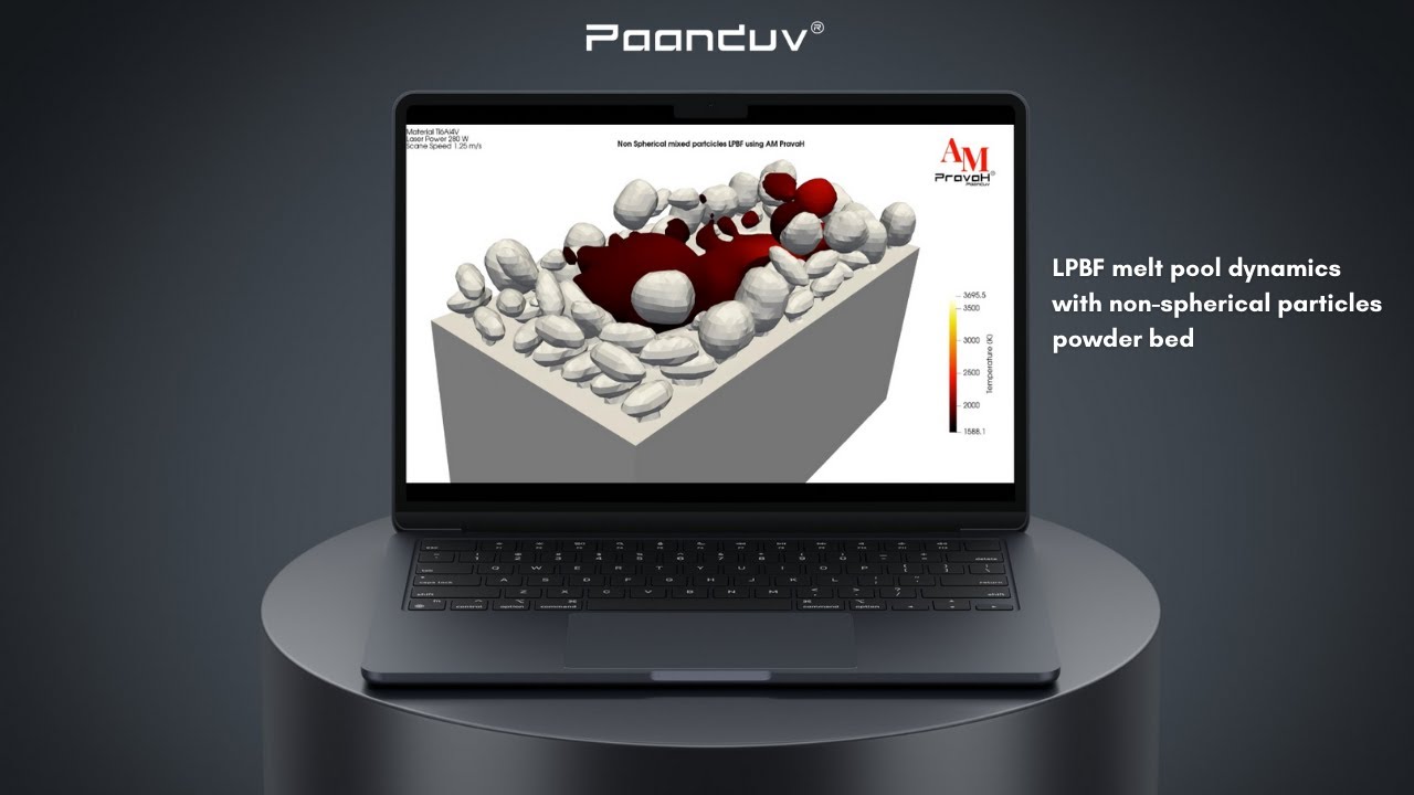 LPBF melt pool dynamics with non-spherical particles powder bed | Simulated using AM PravaH ...