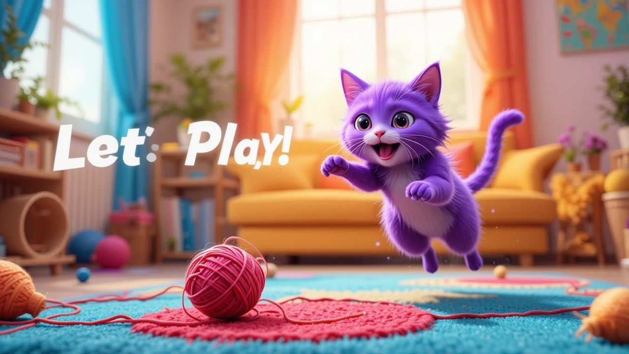 Purple Cat at Home | Fun & Cute Kids Song | Playful Cat Adventures ...