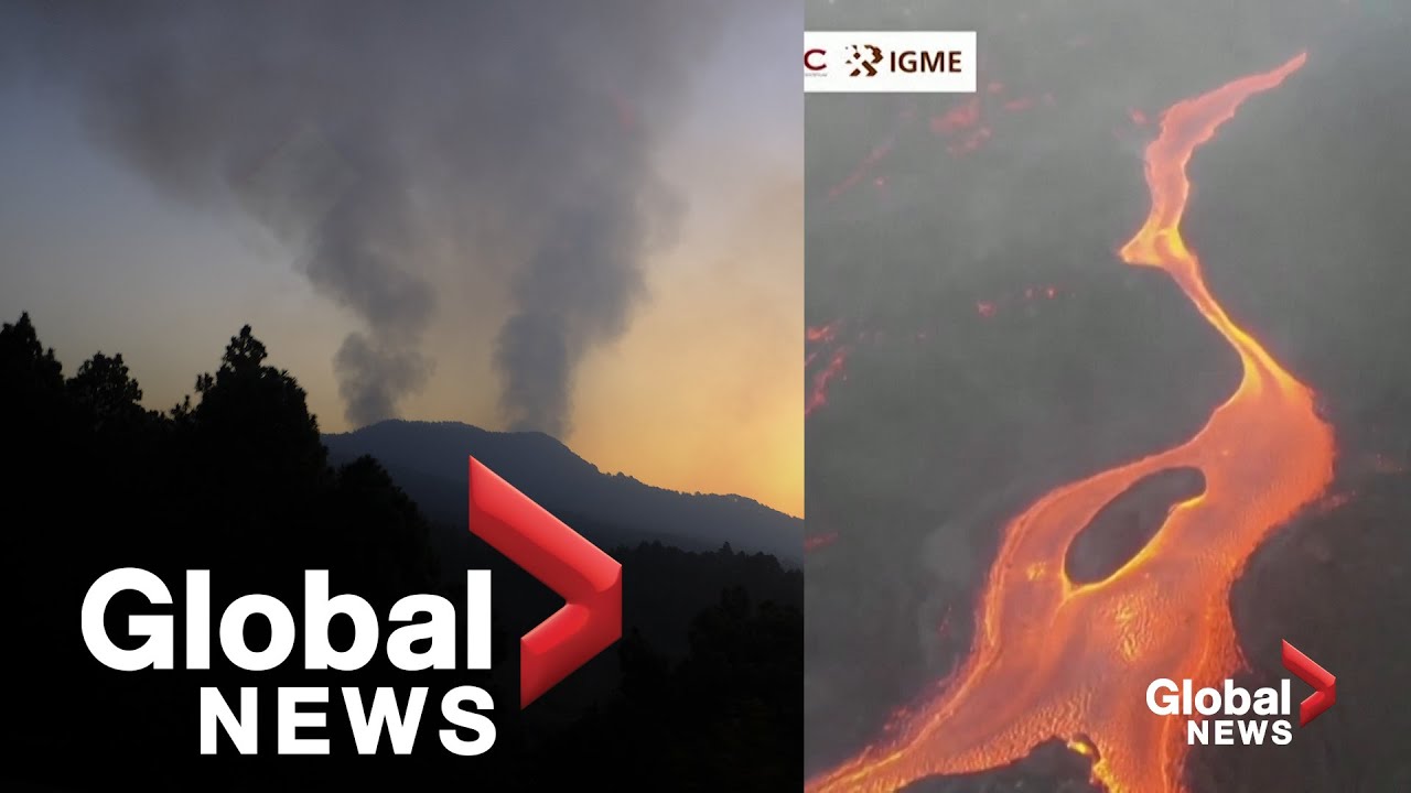La Palma volcano: Drone video captures stunning lava flow as volcanic ...