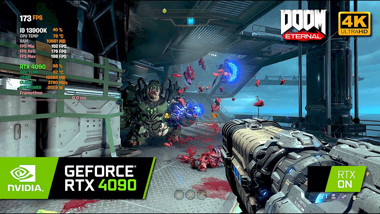 RTX 4090 DOOM ETERNAL 4K - Ultra Nightmare Settings 🔴 Ray Tracing 🔴 ...