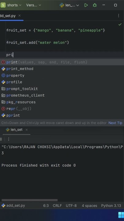 Add items in sets pythons #python #pythonforbeginners #coding #shorts - YouTube