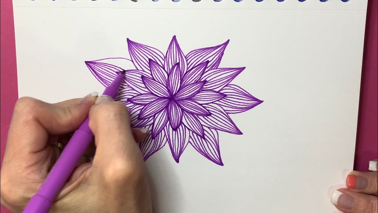 Easy Zendoodle Pattern makes a Flower in My Quigtangle - YouTube