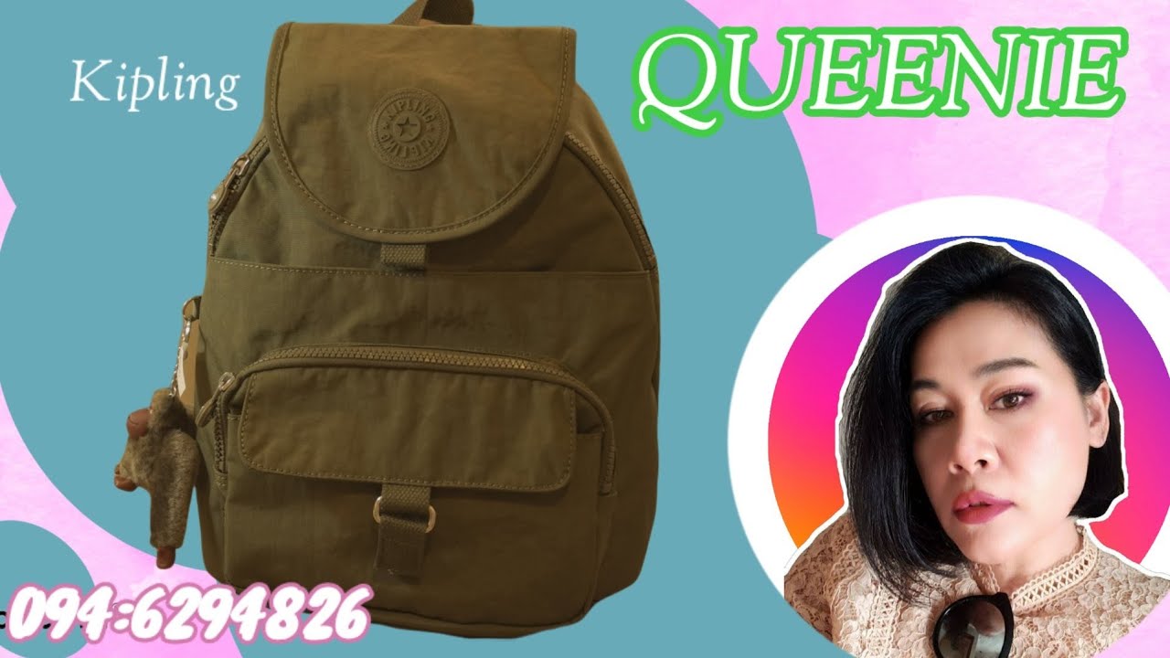 Kipling Queenie backpack 3b3 jaded green total - YouTube