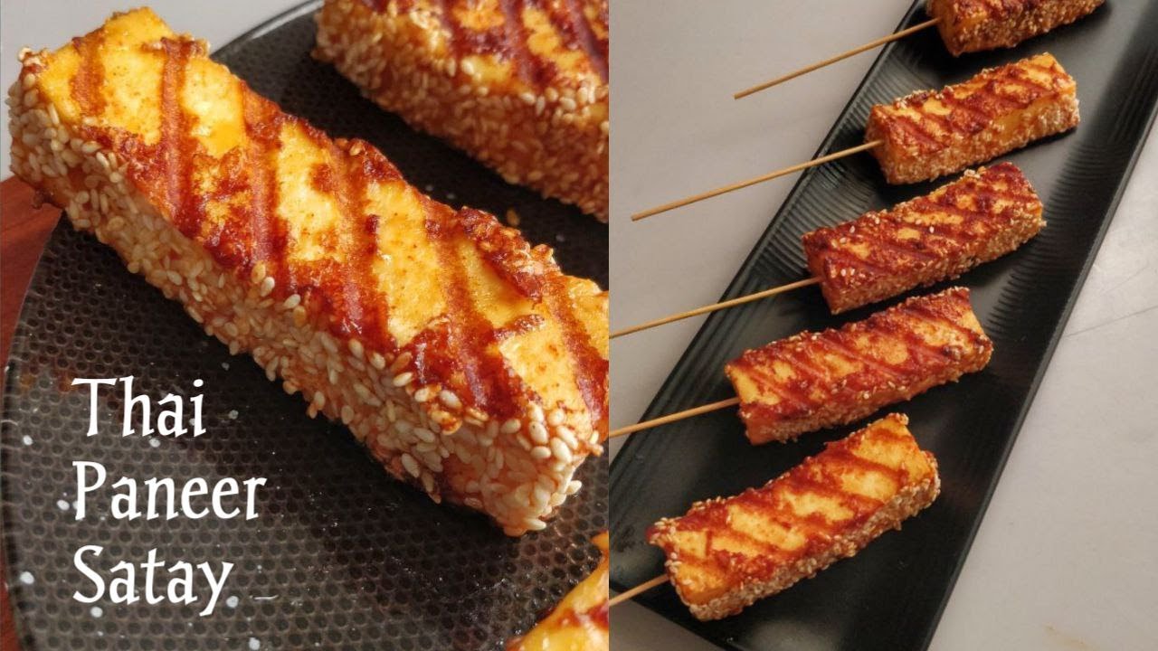 Thai style Paneer Satay with Peanut Sauce Recipe | Best Paneer starter ...