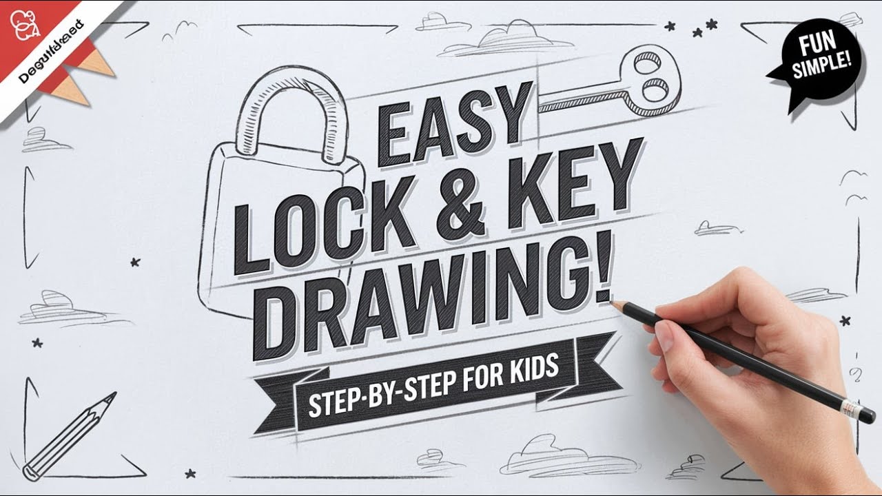 How to Draw a Lock and Key | Easy Drawing for Kids | Step-by-Step ...