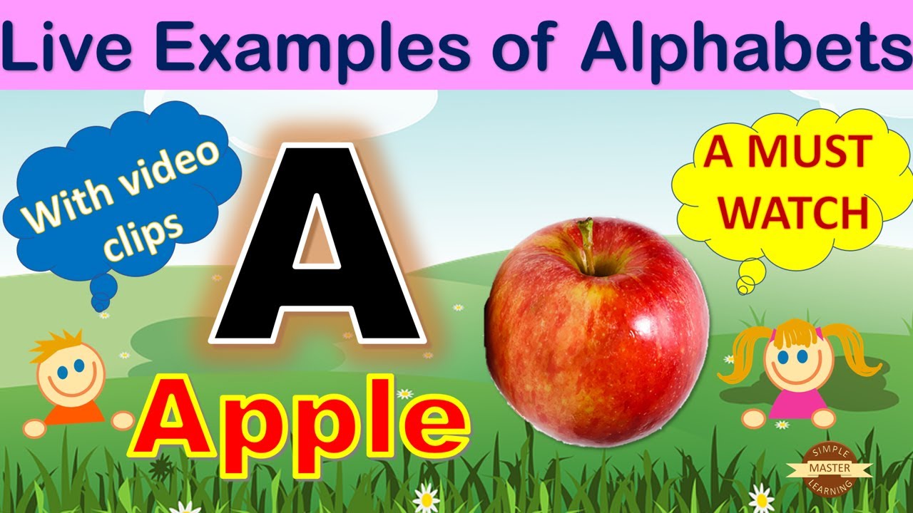 Learn Alphabets with live examples | Animated video with video clips ...