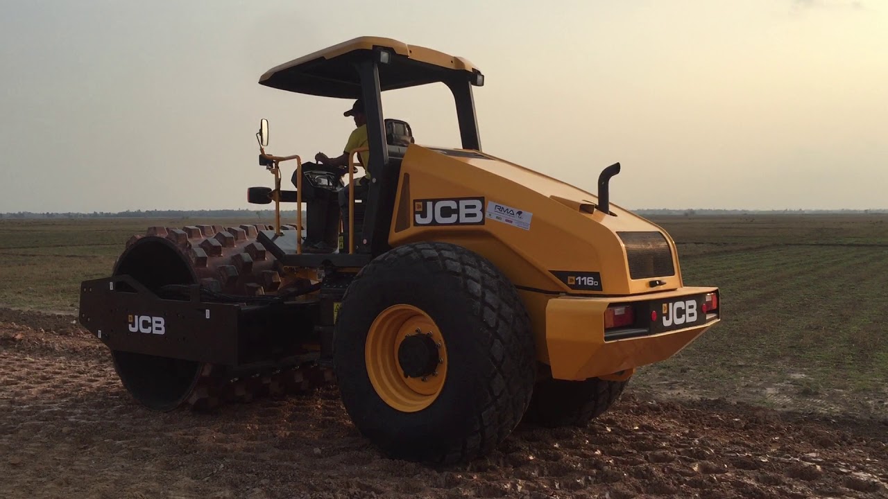 Cambodia JCB 116D Single Drum Soil Compactor - YouTube