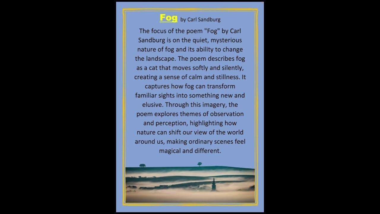 Fog poem Class 10 🌁| Fog poem by Carl Sandburg | Focus of the poem Fog ...