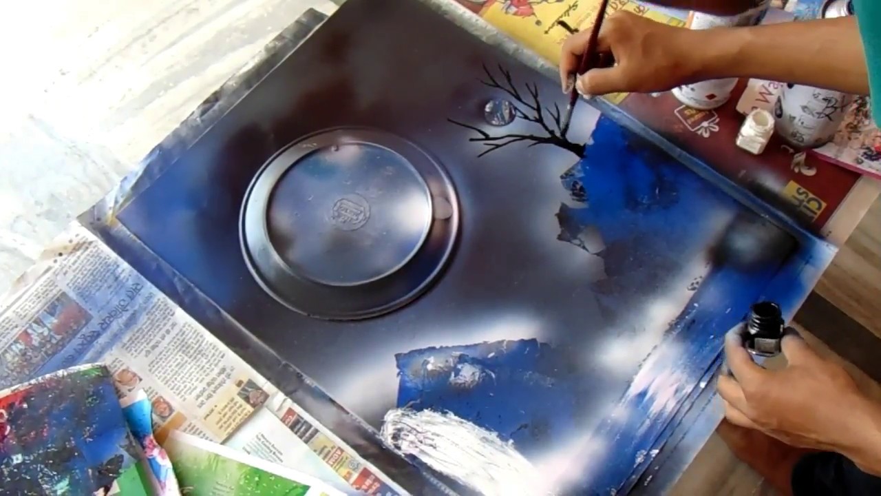 Night scene Spray painting with only three spray paints - YouTube