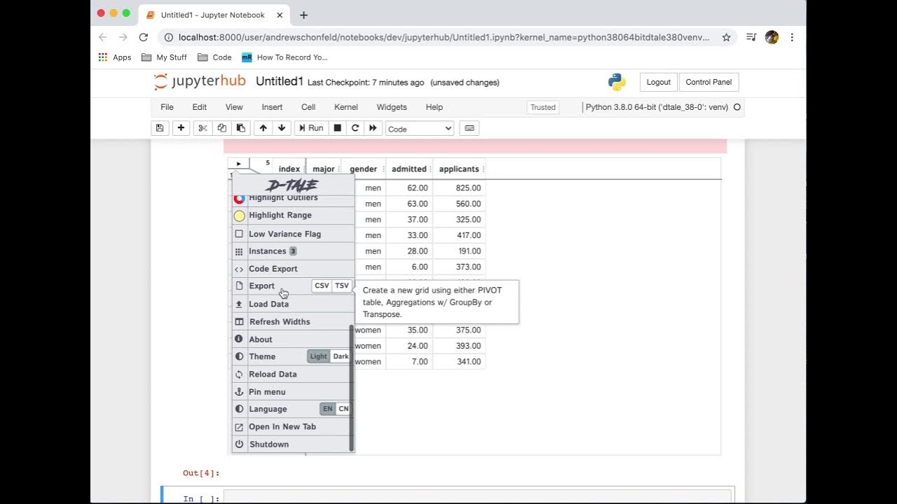 Loading R Datasets into D-Tale using jupyter - YouTube