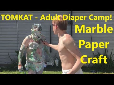 Adult Diaper Camp Craft - Making Marbled Paper at TOMKAT! - YouTube