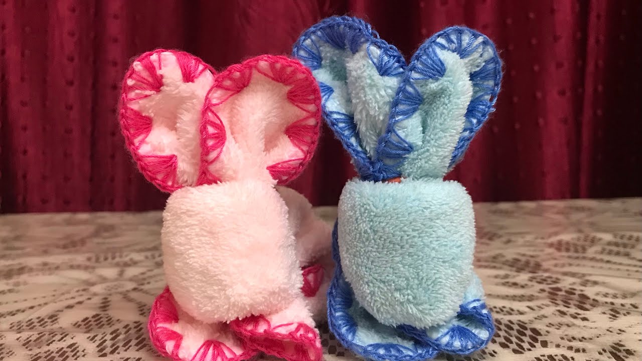 How to make a cute rabbit with handkerchief 🐇🐇 DIY Easter decorations ...