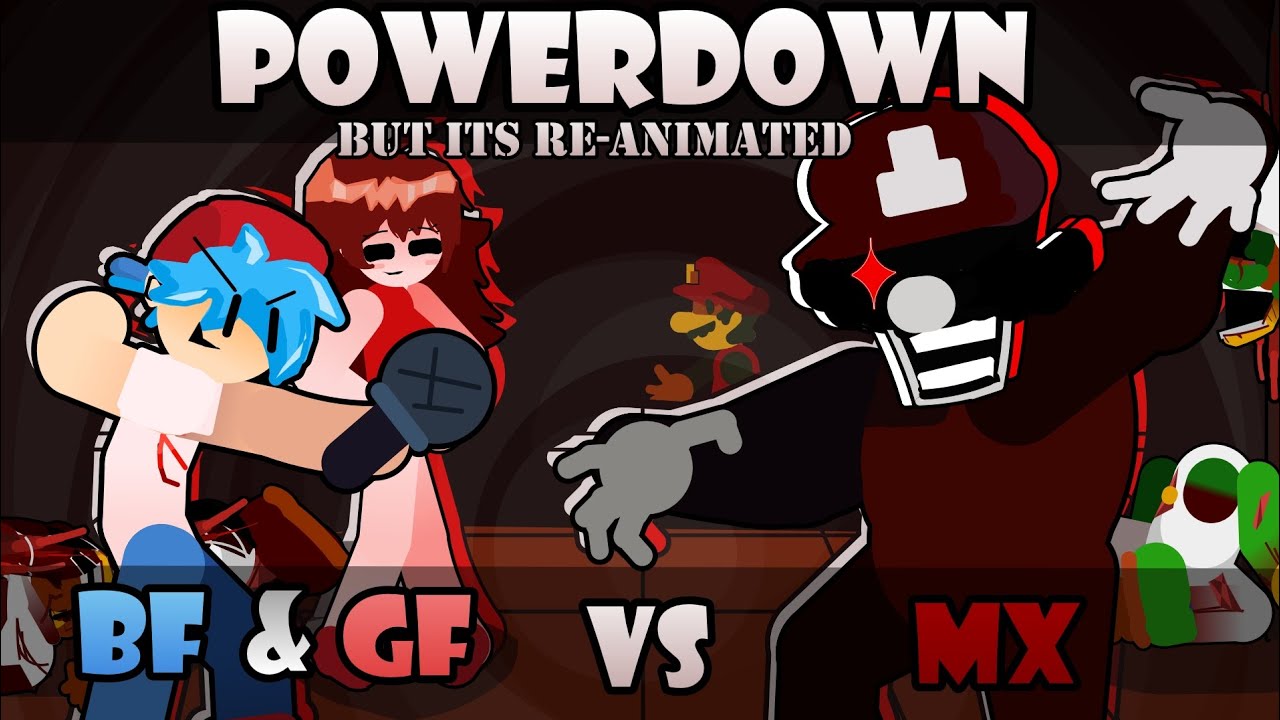 FNF POWERDOWN but it's Re-animated | Mario madness v2 ( Pivot Animation ...