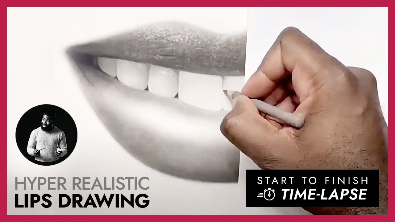 Hyper Realistic Lips Drawing Full Start To Finish Time Lapse Youtube