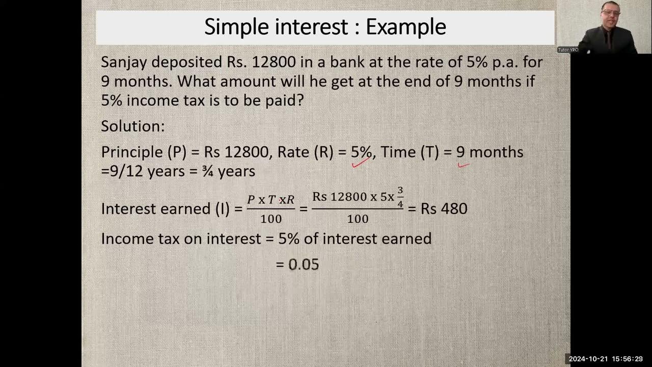 Simple interest example 4 - YouTube