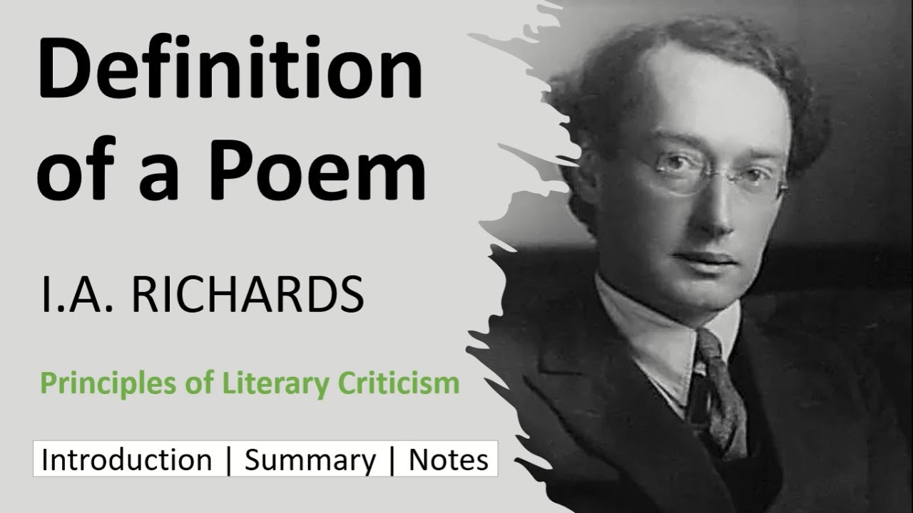 Definition of a Poem: I.A. Richards | Principles of Literary Criticism ...