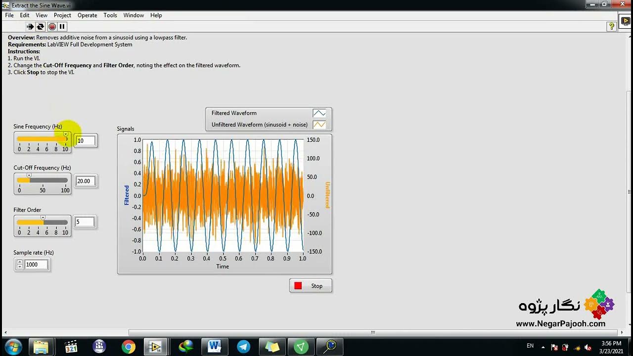 Extract Sine Wave - LabVIEW - YouTube