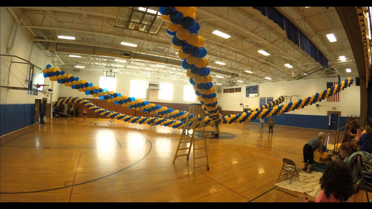 Boothbay Region H.S. Grad 2015 Gym Balloon Decorating Time-Lapse - YouTube